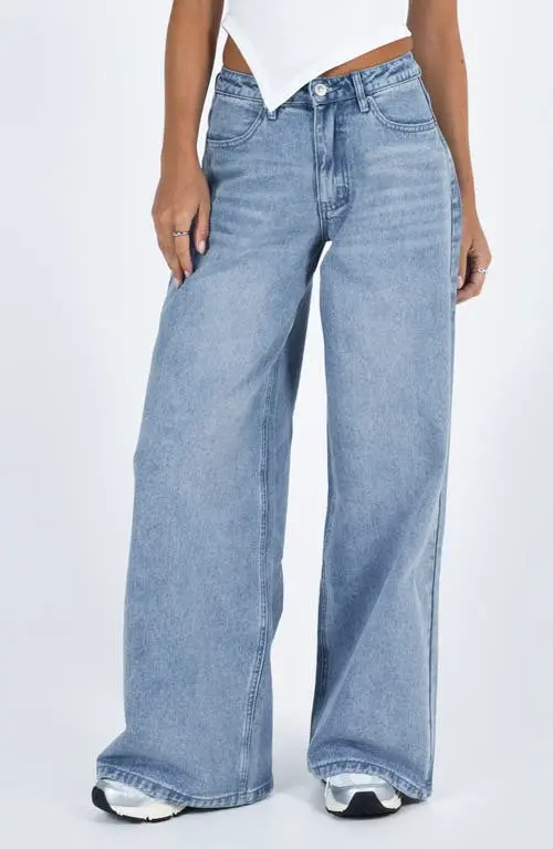 Princess Polly Naylor Mid Rise Wide Leg Jeans - Blue