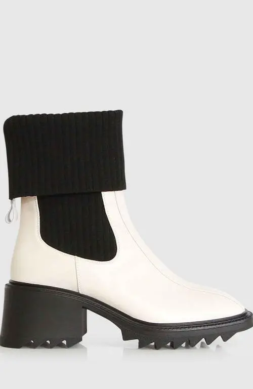 BELLE & BLOOM Knit Chelsea Boots - Cream/black