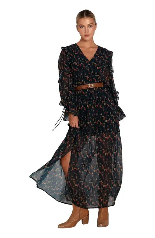 BELLE & BLOOM Floral Maxi Dress - Navy