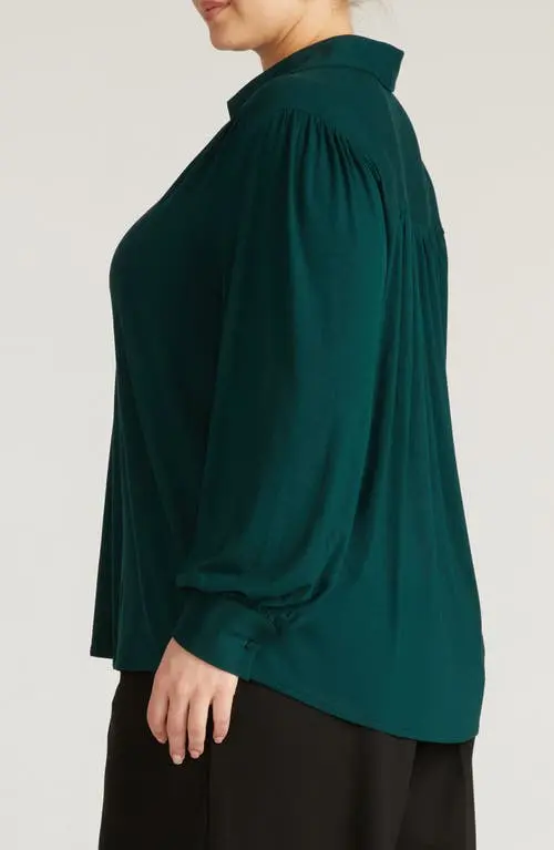 Universal Standard Moore Liquid Jersey Popover Top - Forest Green