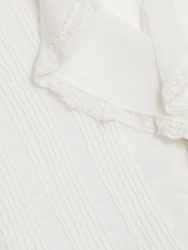 DÔEN Hardy Pintuck Cotton Shawl-collar Blouse - Salt