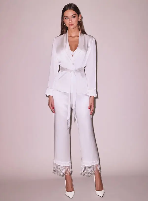 FLEUR DU MAL Bianca Smoking Jacket - Ivory