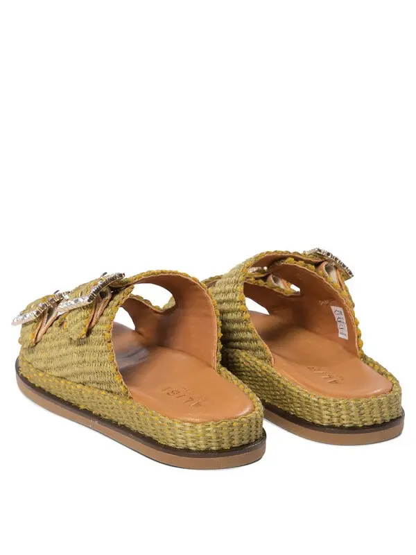 ALIBI Greta Raffia Sandals - Green