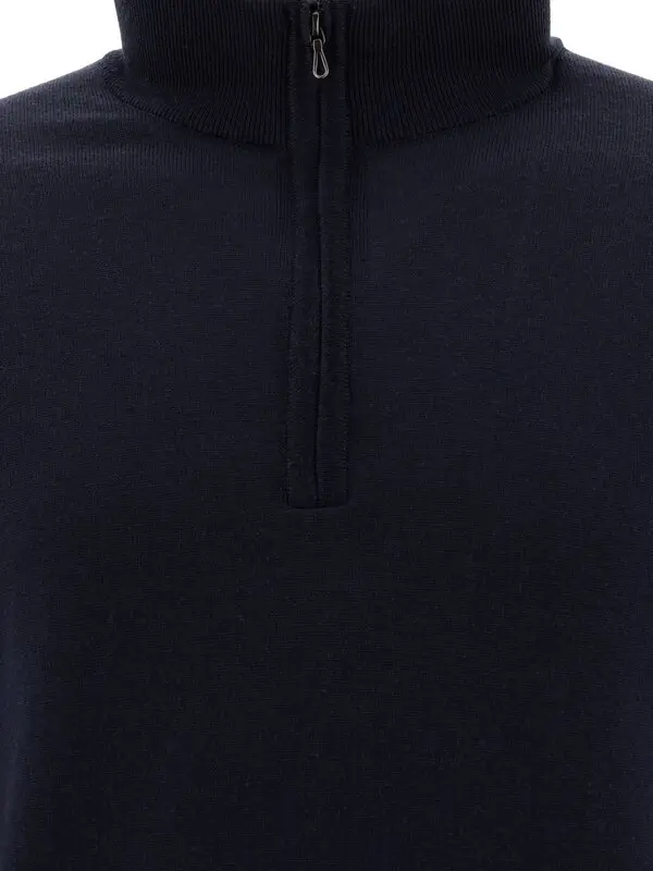 John Smedley Tapton Half-zip Merino Wool Sweater - Blue