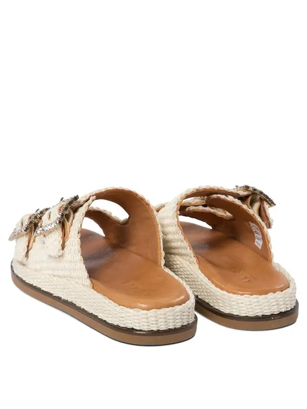 ALIBI Greta Raffia Sandals - White