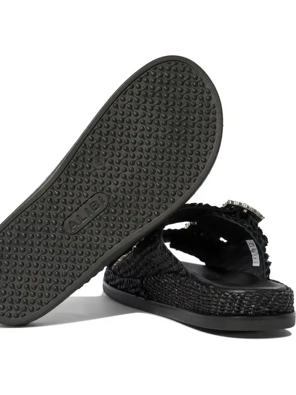 ALIBI Greta Raffia Sandals - Black