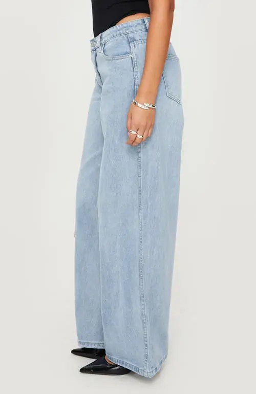 Princess Polly Ramos Low Rise Wide Leg Jeans - Blue