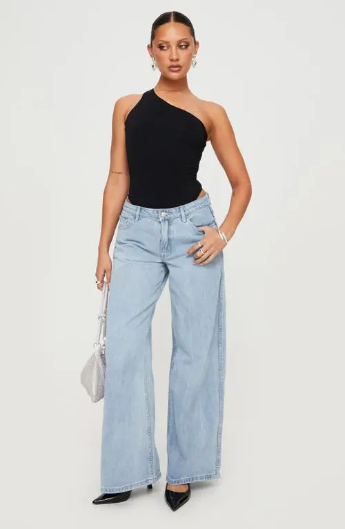 Princess Polly Ramos Low Rise Wide Leg Jeans - Blue