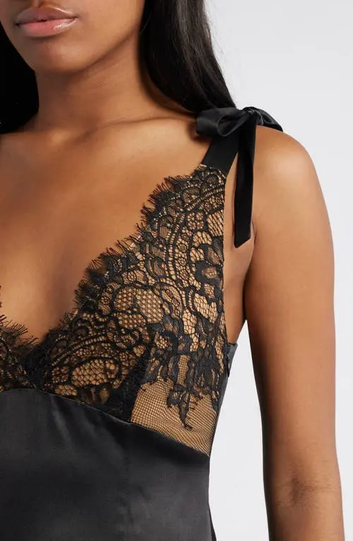 WAYF Almera Lace & Satin Cocktail Dress