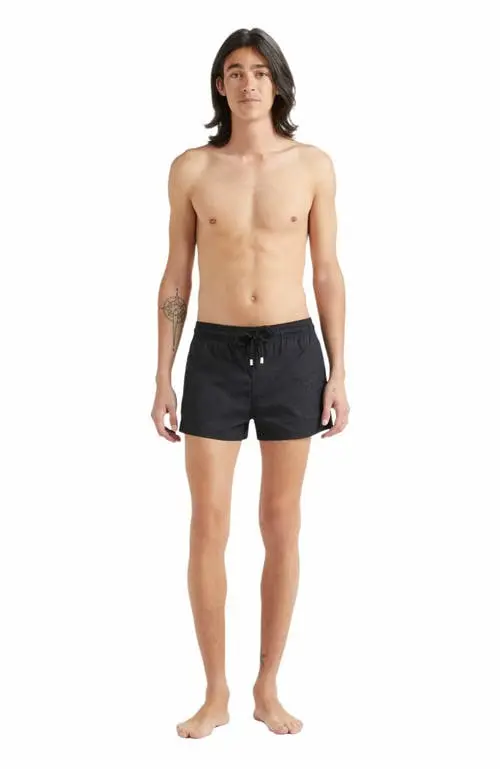 Vilebrequin Jacquard Turtle Stretch Swim Shorts - Noir
