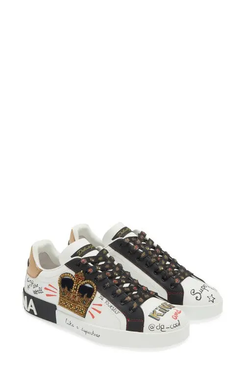 Dolce & Gabbana Portofino Embellished Sneakers - White