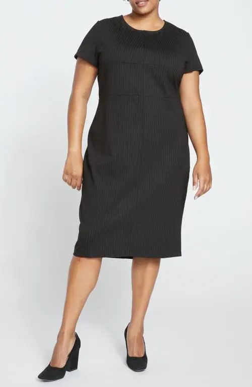 Universal Standard Stretch Ponte Dress - Slate Pinstripe
