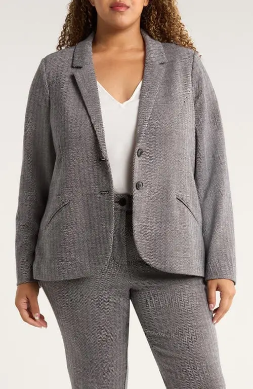 Universal Standard Beas Ponte Blazer - Herringbone Tweed