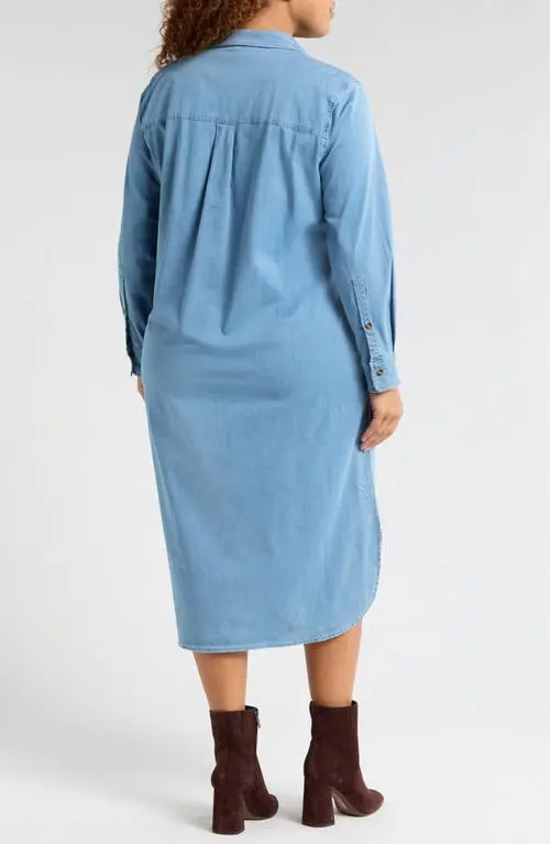 Universal Standard Odeon Long Sleeve Chambray Shirt Dress - Cove Blue