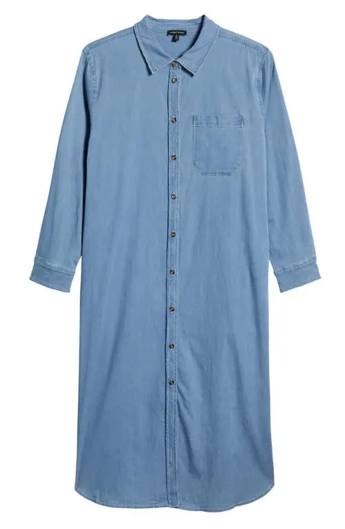 Universal Standard Odeon Long Sleeve Chambray Shirt Dress - Cove Blue