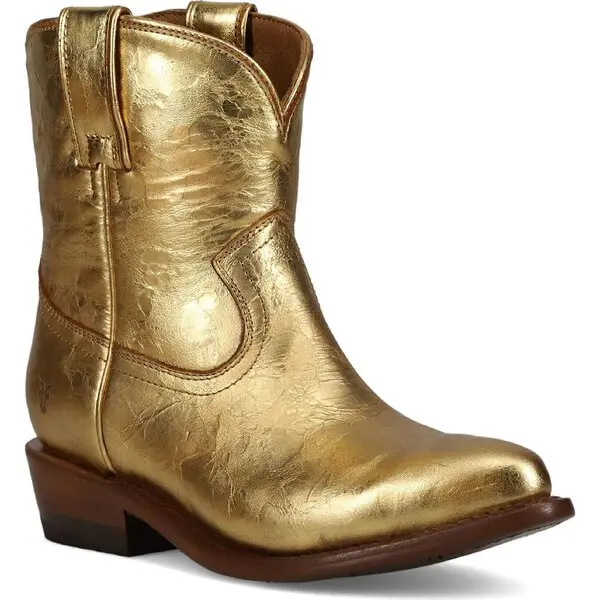 THE FRYE COMPANY Billy Western Metallic Leather Boots - Gold
