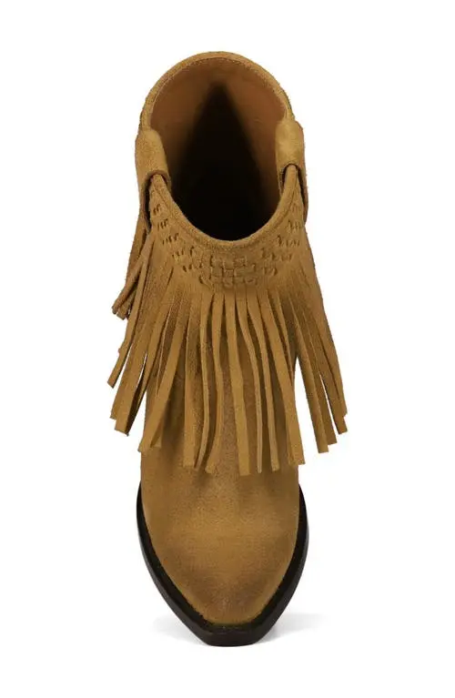 Frye Sacha Fringe Bootie - Dark Sand