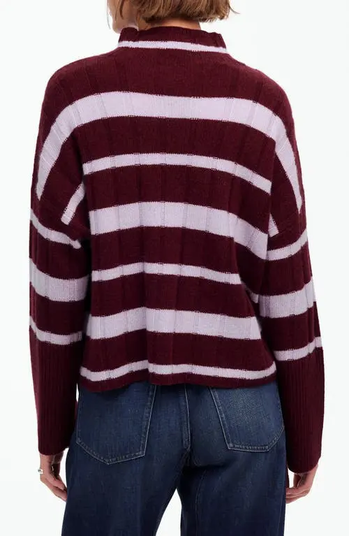 Madewell Stripe Rib Cashmere & Wool Blend Funnel Neck Sweater