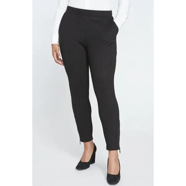 Universal Standard Moro Pull-on Pants - Slate Grey Pinstripe