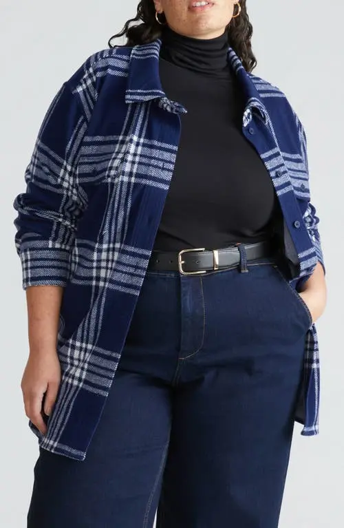 Universal Standard Maine Flannel Button-up Shirt - Blue/white Check