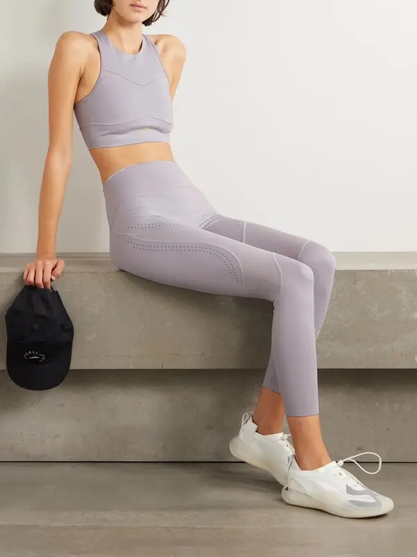 Adidas By Stella McCartney Truepurpose Perforated Logo-appliquéd Recycled Stretch-jersey Sports Bra