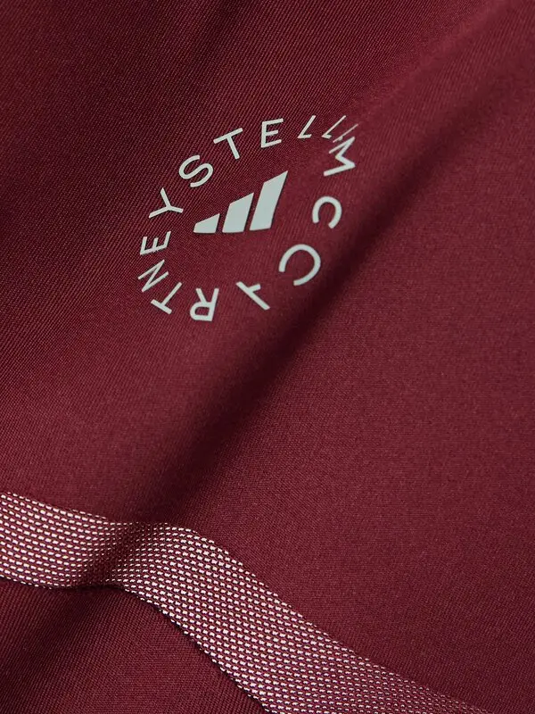 Adidas By Stella McCartney Truepurpose Mesh-trimmed Printed Stretch Recycled Sports Bra - Burgundy