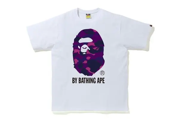 A BATHING APE Reflector Camo Bathing Tee Shirt - White/purple