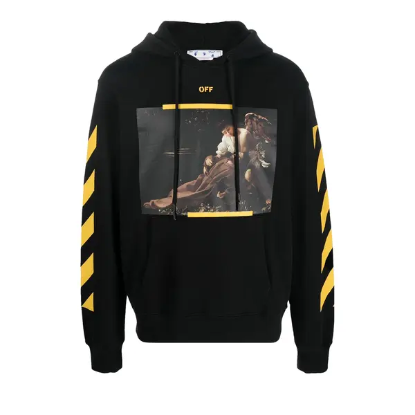 Off-White Diagonal Arrow Caravaggio St Fran Slim Hoodie - Black