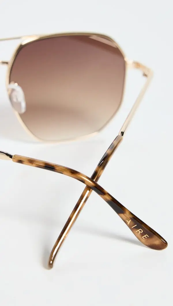 AIRE Corvus Aviator Sunglasses Gold Brown Gradient AIRE Corvus Sunglasses in Gold Dark Tort – Kismet New York main image 2