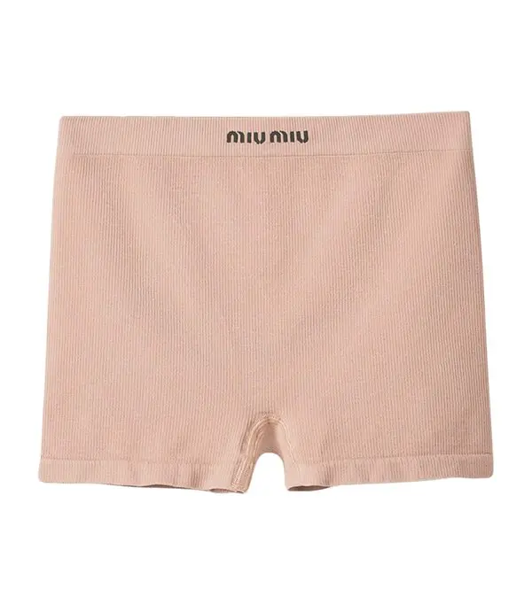 Miu Miu Ribbed Boxer Shorts - Nude