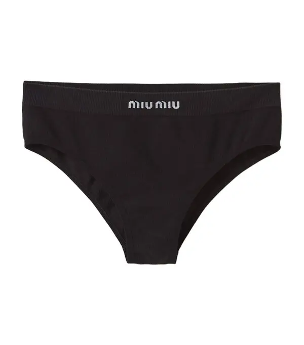 Miu Miu Ribbed Seamless Briefs - Black