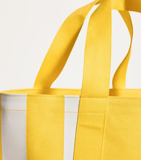 Harrods Medium Cotton Logo Tote - Yellow