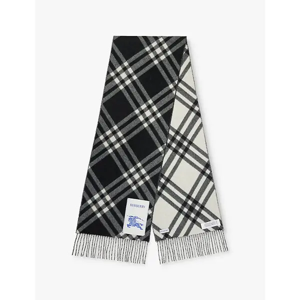 Burberry Check Cashmere Scarf - Black