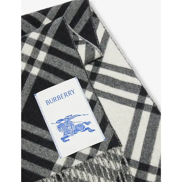 Burberry Check Cashmere Scarf - Black