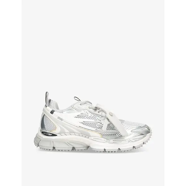 Off-White Mesh And Faux-leather Low-top Trainers - Grey/other
