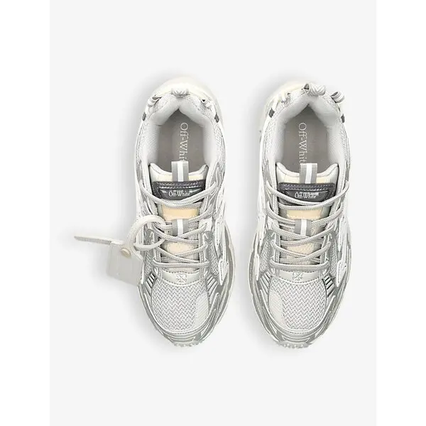 Off-White Mesh And Faux-leather Low-top Trainers - Grey/other