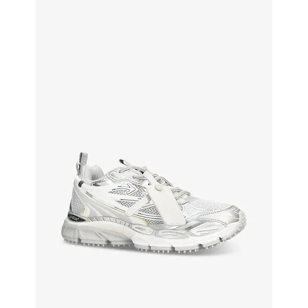 Off-White Mesh And Faux-leather Low-top Trainers - Grey/other