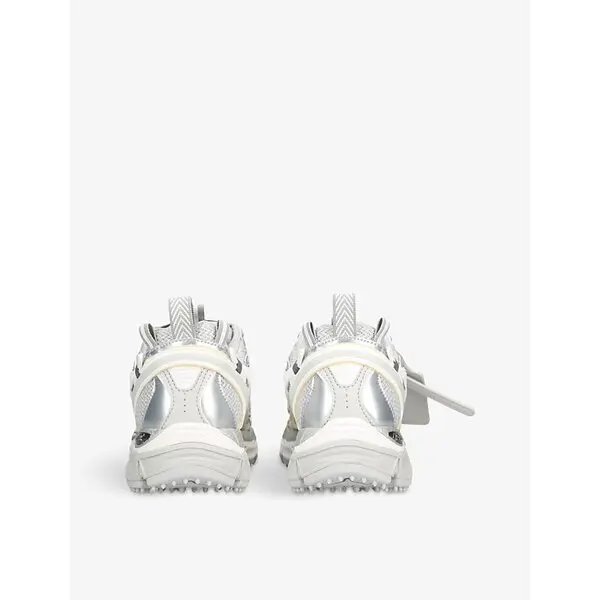 Off-White Mesh And Faux-leather Low-top Trainers - Grey/other