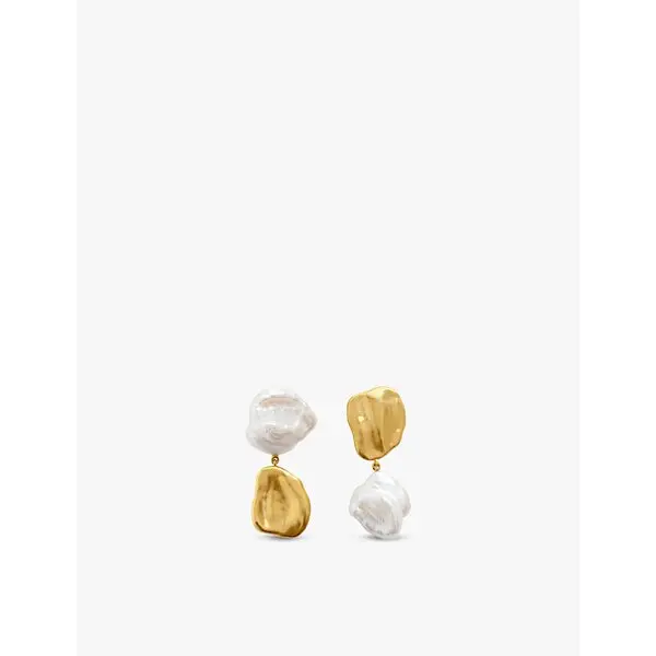 Monica Vinader X Amy Powney Keshi Pearl Earrings - Yellow Gold