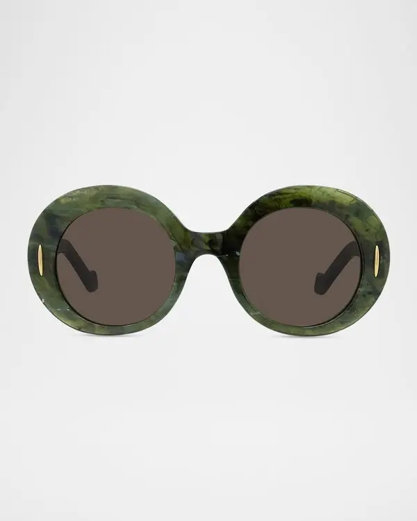 Loewe Anagram Round Sunglasses - Shiny Dark Green Brown