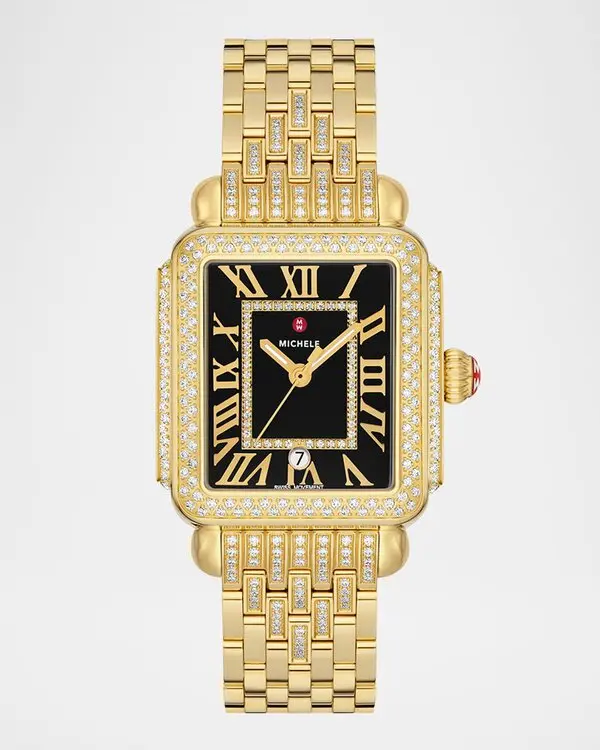 Michele Special Edition Deco Madison Noir Diamond Bracelet Watch