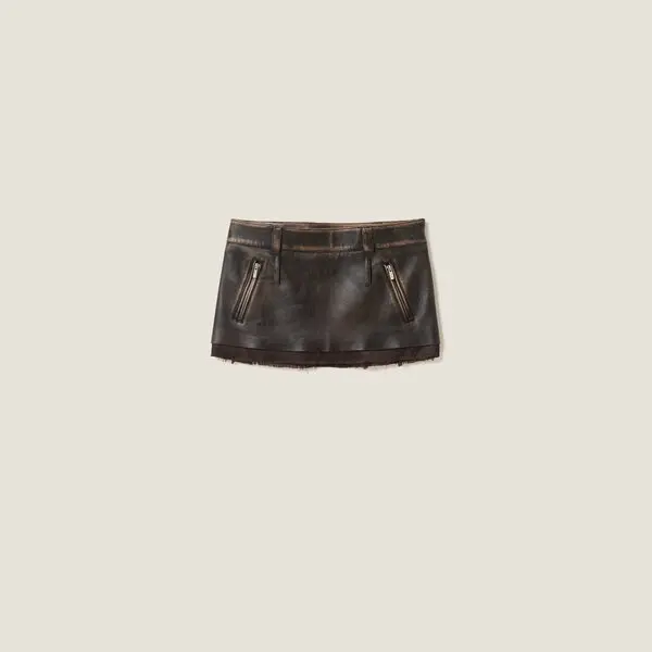 Miu Miu Nappa Leather Mini Skirt