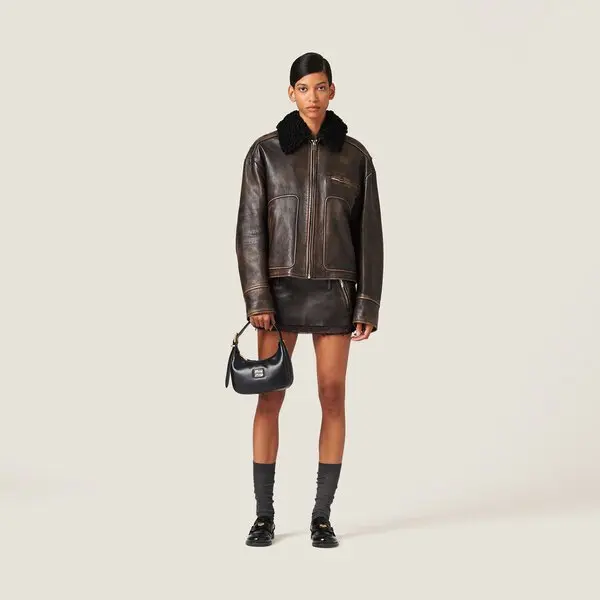 Miu Miu Nappa Leather Mini Skirt