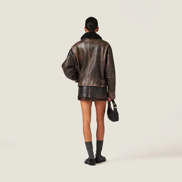Miu Miu Nappa Leather Mini Skirt