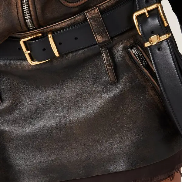 Miu Miu Nappa Leather Mini Skirt