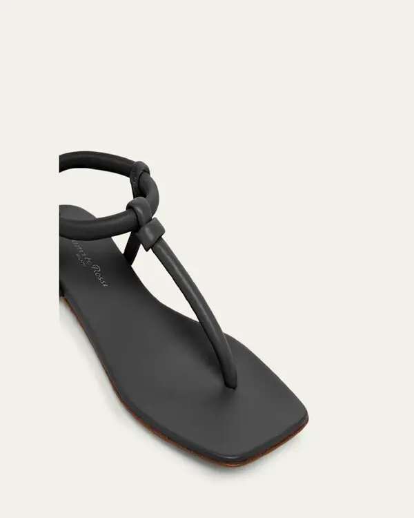 GIANVITO ROSSI Juno Tubular Leather Thong Sandals - Black