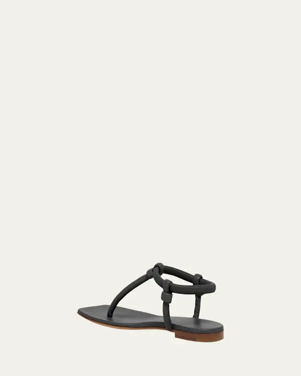 GIANVITO ROSSI Juno Tubular Leather Thong Sandals - Black