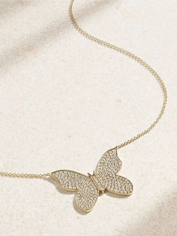 SYDNEY EVAN Large Butterfly Diamond Necklace - Gold