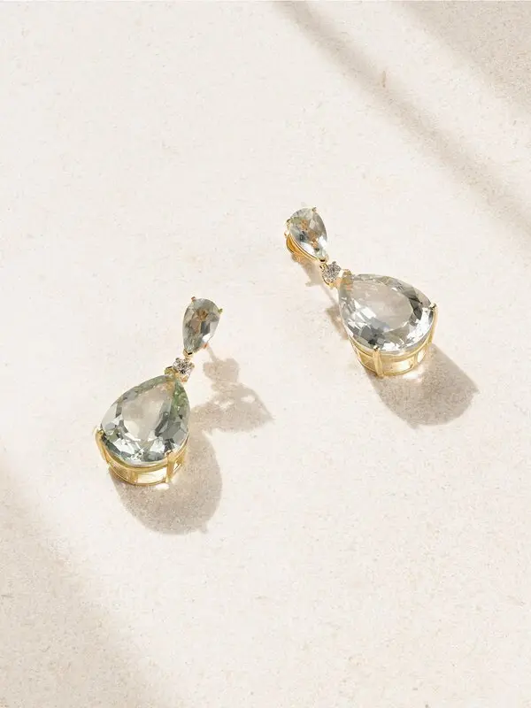 Mateo Sophia 14-karat Gold, Amethyst And Diamond Earrings - Green
