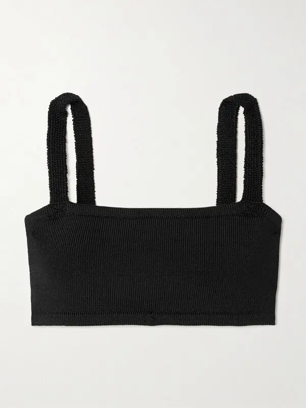 Calle Del Mar Ribbed-knit Bandeau Top - Black